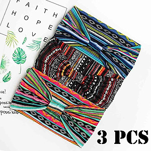 Aceorna Boho Headbands Wide Knot Hair Band Elastic Turban Head Band Stretch Twist Head Wraps Fashion Hair Accessories for Women 3 Pcs (Set A)