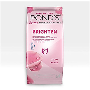 Pond's Vitamin Micellar Wipes For Dark Spots Brighten Rose Removes Waterproof Makeup 25 Wipes