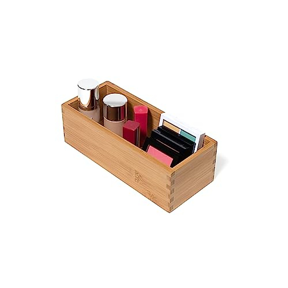 Lipper International Bamboo Wood Utensil Holder Storage Box for Cooking Tools, Makeup, or Office Supplies, 4" x 9 1/4" x 3"
