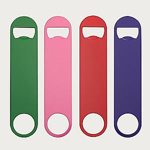 QLL 10 Pack 7" Stainless Steel Flat Bottle Opener, Solid bar key