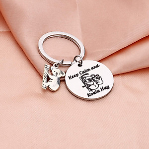 WSNANG Koala Bear Gift Keep Calm and Koala Hug Keychain Animal Lover Jewelry Koala Lover Gift for Family Friends (Koala KC)