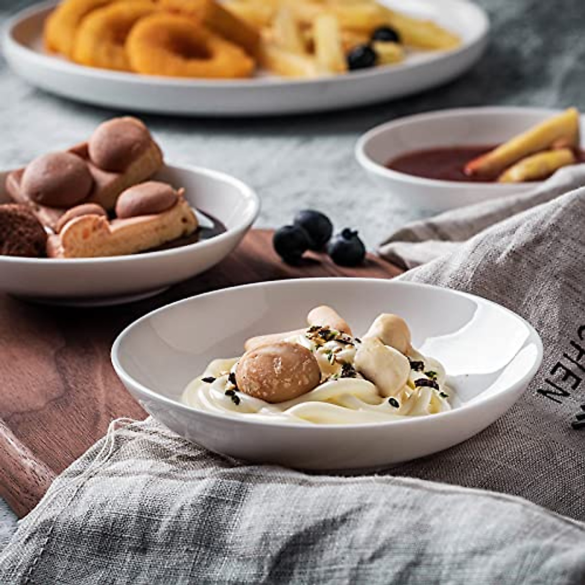 UIBFCWN 3 Oz Ceramic Dipping Bowls, Soy Sauce Dish & Bowl, Small Dipping Sauce Bowls, Flat Cat Dish, Mini Appetizer Plates for Side Dishes, Condiment,BBQ and Party Dinner -4 Inch-Set of 20