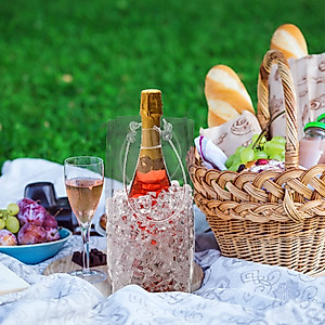 Frcctre 12 Pack Ice Wine Bag, Portable Collapsible PVC Wine Pouch Cooler Bags with Handle, Clear Wine Bottles Bag for Champagne Cold Beer White Wine Chilled Beverages