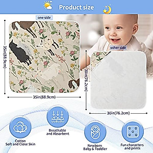 Goat Sheep Cow Flower Hooded Baby Towel Cartoon Animal Plant Baby Bath Towel Unisex Soft Organic Cotton Washcloths Toddlers Shower Gifts for Boys Girls Newborn 30 x 30 in
