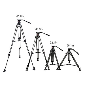 MagicLine 65.7 inch Heavy Duty Aluminum Video Camera Tripod with Fluid Head, 2 Pan Bar Handles, Adjustable Mid-Level Spreader，QR Plate, Max Load 26.5 LB for Canon Nikon Sony DSLR Camcorder Cameras