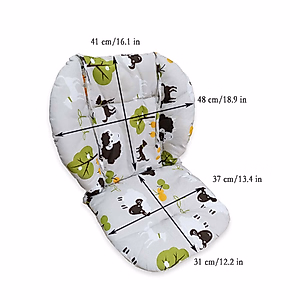 twoworld Baby High Chair Seat Cushion Liner Mat Pad Cover Resistant and High Chair Straps (5 Point Harness) 1 Suit (Grey Sheep)