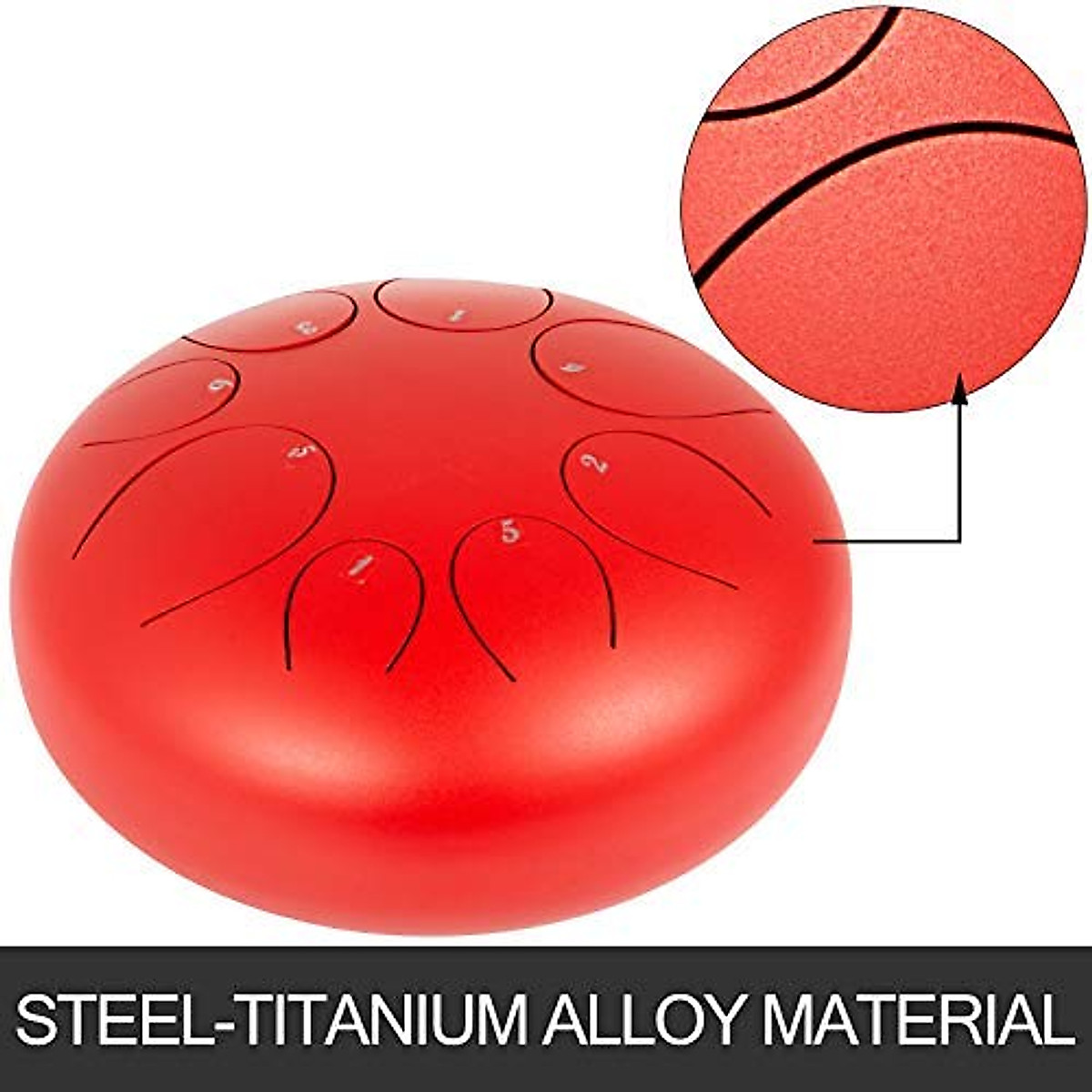 Happybuy Steel Tongue Drum 8 Notes 10 inches Mini Tongue Drum Red Handpan Drum Notes Percussion Instrument Steel Drums Instruments with Bag, Music Book, Mallets,Mallet Bracket