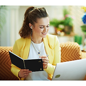 Soomeet Lined Spiral Journal Notebook with Pen Loop, 100 GSM Thick Paper, Large 7 inches x 10 inches Notebook Wire Bound Journal Work Notebook for Office School Supply, Hardcover, Black