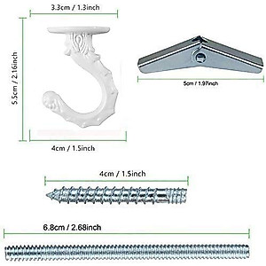 QMseller 2 Sets Metal Ceiling Hooks, Heavy Duty Swag Ceiling Hooks with Hardware for Hanging Plants/Chandeliers/Wind Chimes/Ornament (White Color)