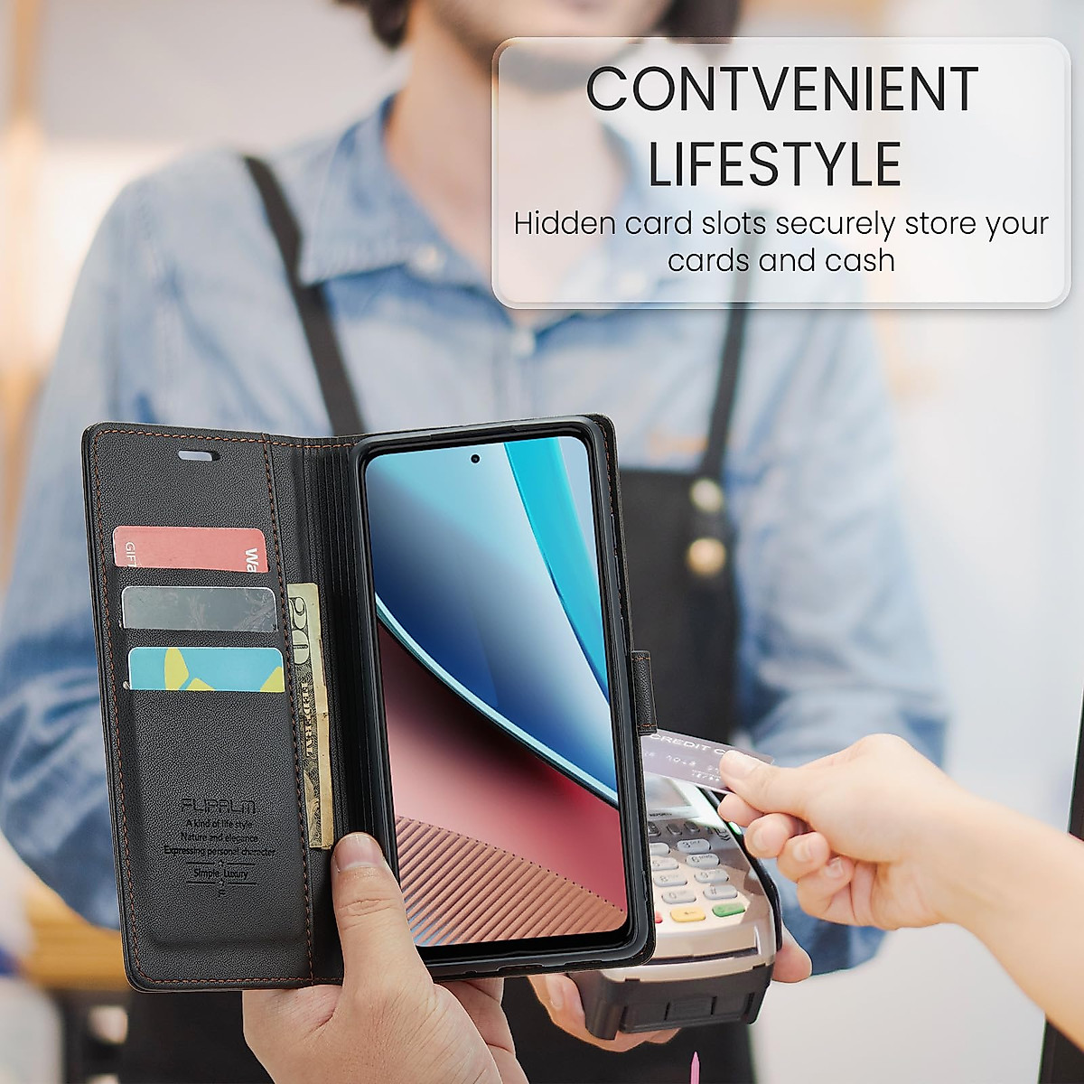 FLIPALM for Moto G Stylus 5G 2023 Wallet Case with RFID Blocking Credit Card Holder, PU Leather Flip Kickstand Shockproof Cover Women Men for Motorola Moto G Stylus 5G 2023 Phone Case(Black)