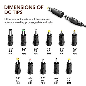 TAIFU 18V AC Adapter Switching Power Cord with 11 Tips for hrustmaster T128-X T128 T128X T248 T248X T248-X T300 RS T300RS Racing Wheel & Magnetic Pedals 4469027 6495643 4169097 Power Supply Cord