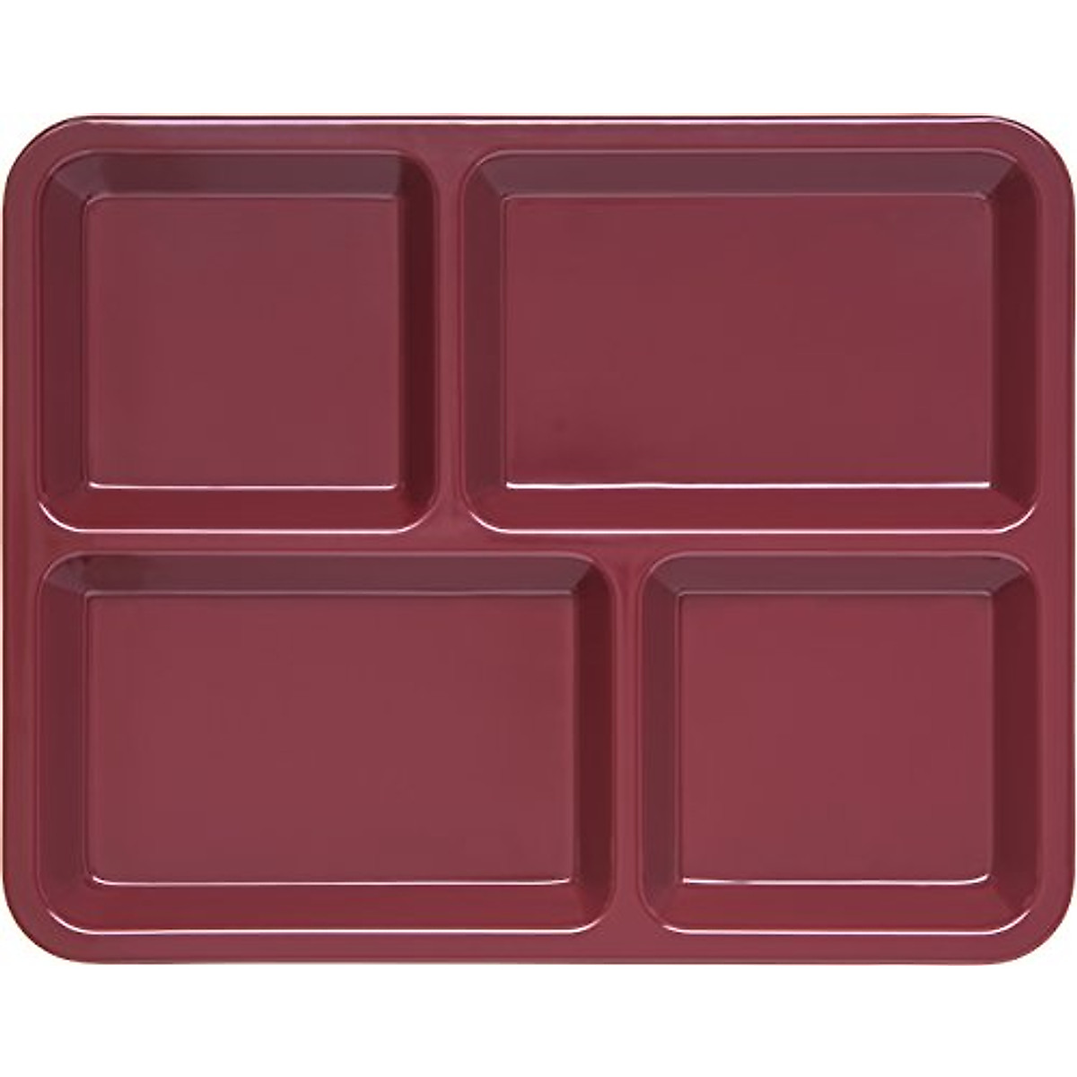 Carlisle FoodService Products Right Hand 4-Compartment Cafeteria / Fast Food Tray, 8.5" x 11", Dark Cranberry