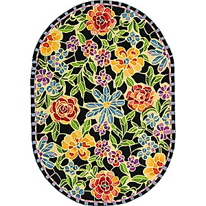 SAFAVIEH Chelsea Collection Area Rug - 4'6" x 6'6" Oval, Black, Hand-Hooked French Country Wool, Ideal for High Traffic Areas in Living Room, Bedroom (HK214B)