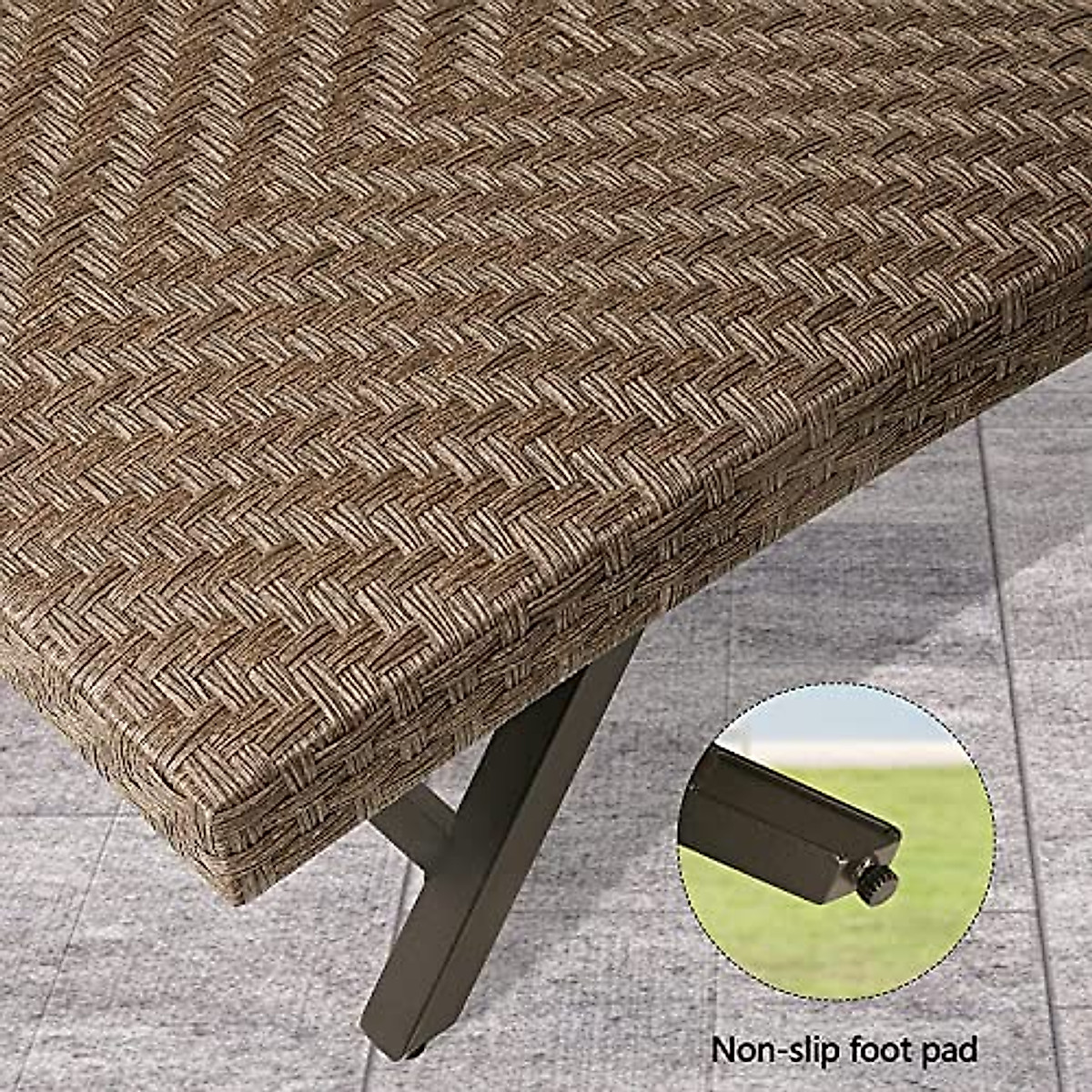 Ulax Furniture Outdoor Wicker Chaise Lounge Adjustable Padded Patio Reclining Chaise Lounger Chairs with Non-Rust Aluminum Frame and Wheels, Set of 2