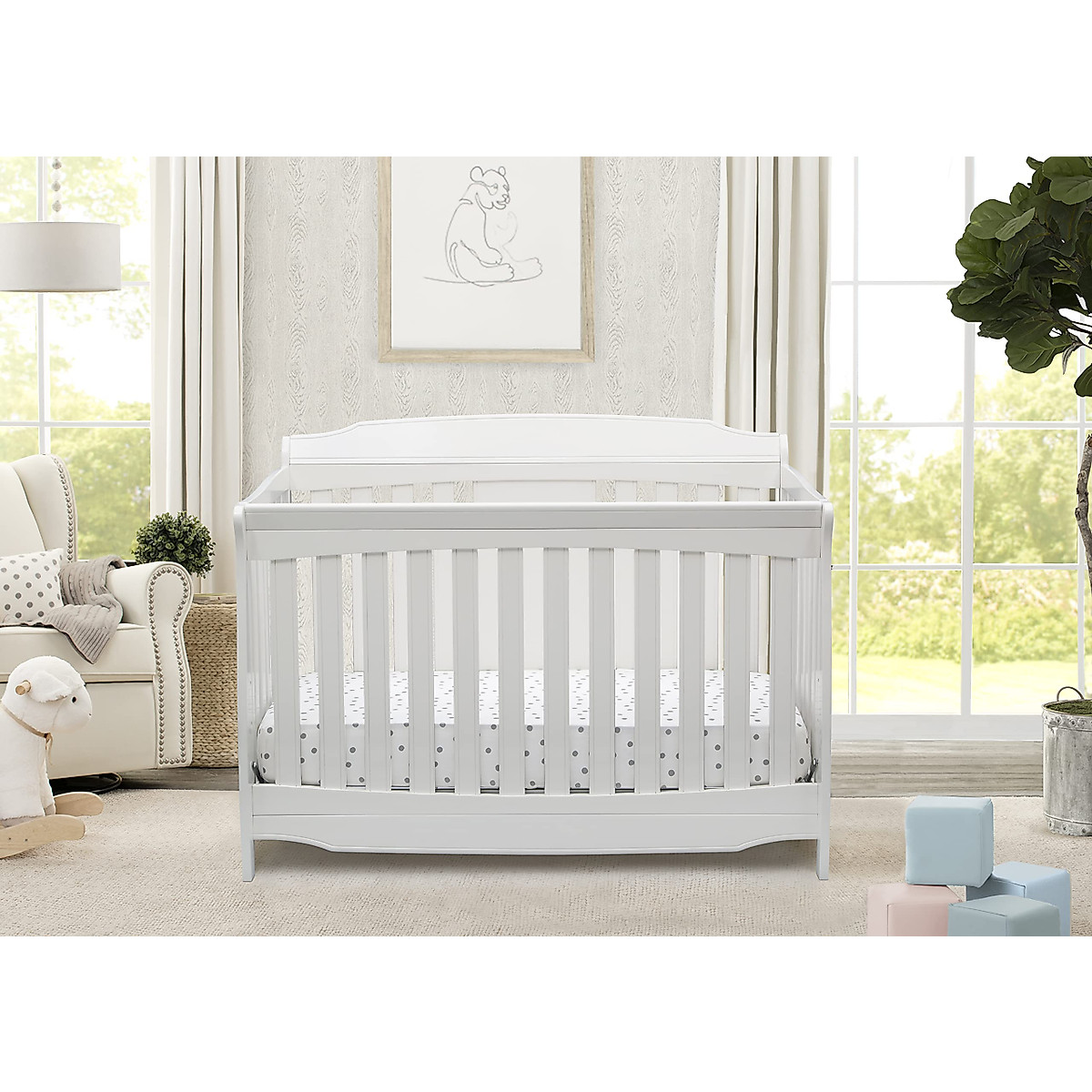 Delta Children Westminster 6-in-1 Convertible Baby Crib, Greenguard Gold Certified, Bianca White