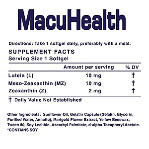 Macuhealth Triple Carotenoid Formula - Eye Vitamins for Adults - 90 Softgels, 3 Month Supply