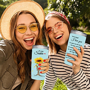 TkinTall Sister Birthday Gifts, Big Sister Gifts for Girls, Happy Birthday Gifts for Sister from Sister Tumbler 20oz, Sisters Birthday Graduation Gifts Ideas for Women, Best Sister Ever Gifts Cup