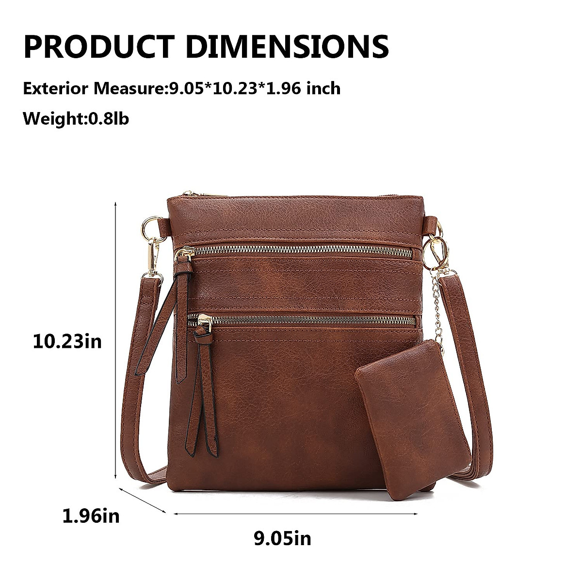 SunForMorning Crossbody Bags for Women Lightweight Handbags Shoulder Bag Purses (Brown)