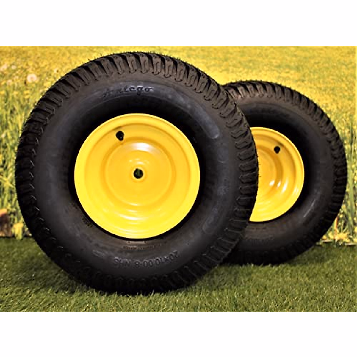 (Set of 2) 20x10.00-8 Tires & Wheels 4 Ply for Lawn & Garden Mower Turf Tires ATW-003 w/Keyed Hub