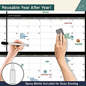 Large Dry Erase Wall Calendar - 38" x 68" - Undated Blank 2023 Reusable Yearly Calendar - Giant Whiteboard Year Poster - Jumbo Laminated 12 Month Office Calendar (Lushleaf Designs)