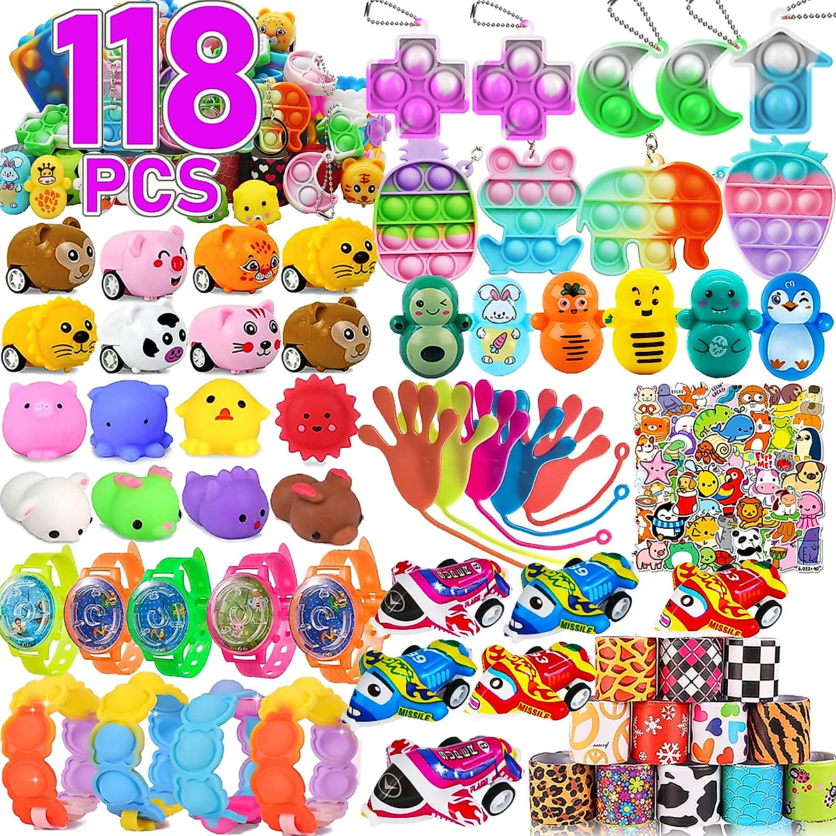 Mctuoba 118 Pack Party Favor for Kids 4-8-12, Treasure Box Toys, School Classroom Prizes, Pinata Stuffers Goodie Bag Fillers, Treasure Chest Carnival Prizes