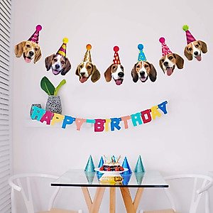 Beagle Birthday Garland, Funny Beagle Face Portrait Happy Birthday Banner, Dog Bday Party Supplies