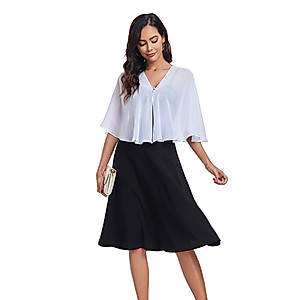 Fttyeiby Shawls and Wraps for Evening Dresses Chiffon Soft Wedding Guest Shawl Cape V Neck Capelets White