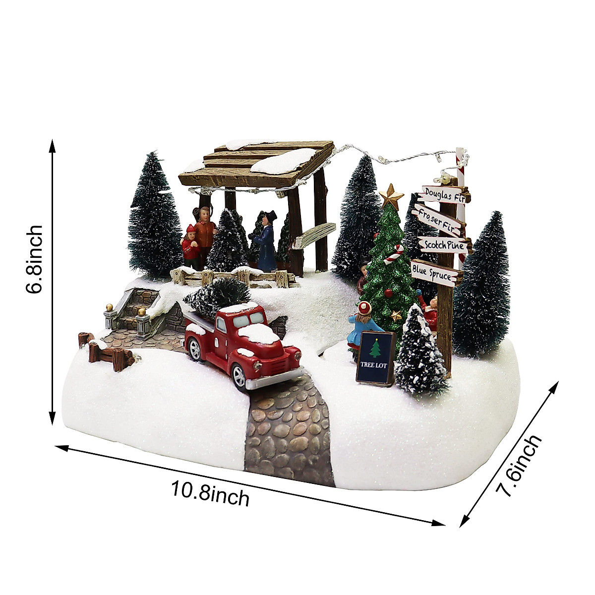MOMENTS IN TIME Christmas Village Building, Tree Lot with LED Lights and Christmas Music - Battery Operated (not Included) (Optional 4.5V Adapter not Included) (6.9" H x 10.8" W x 7.7" D)