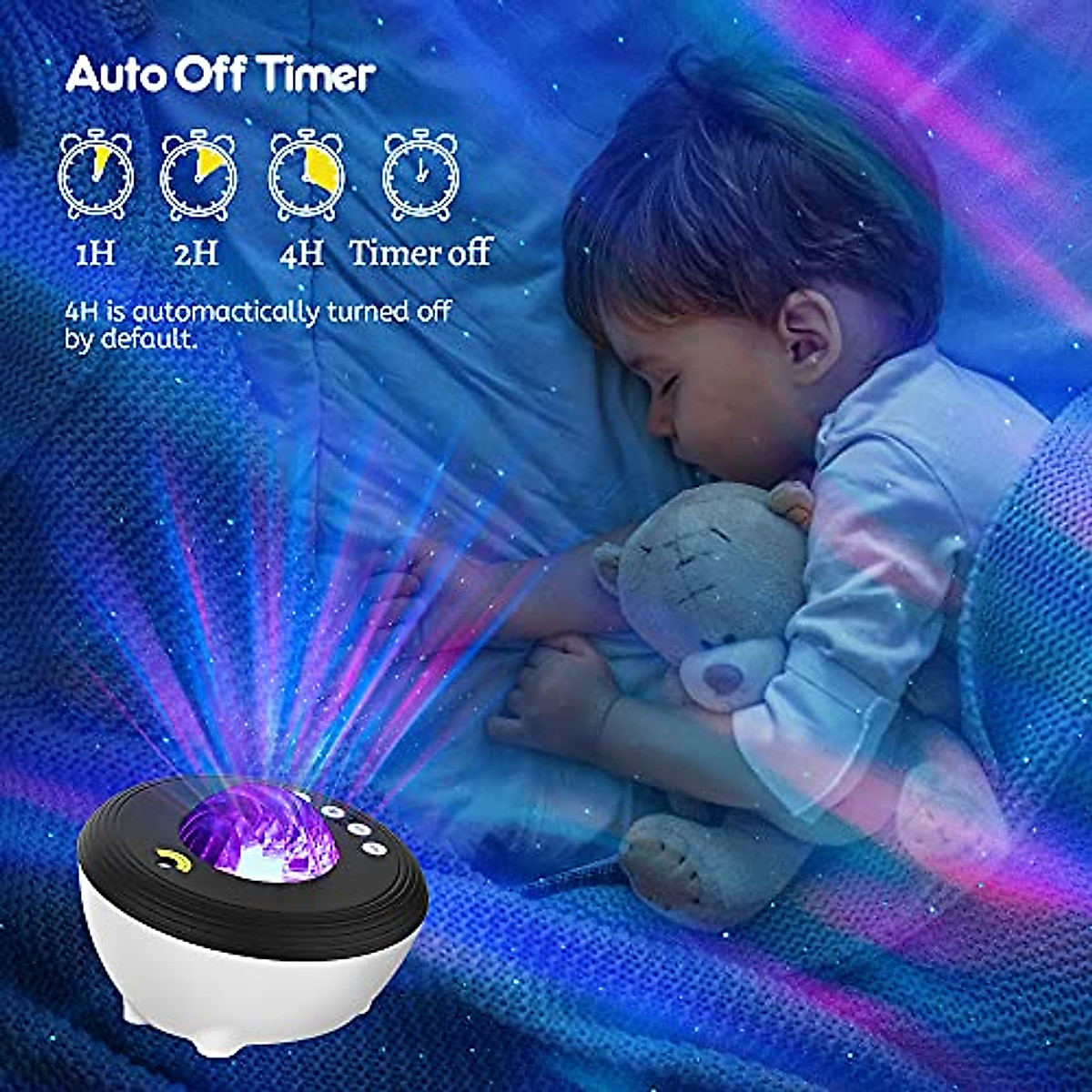 MIC MICSOA Starry Projector Night Light, Star Galaxy Music Projector for Bedroom Ceiling, Aurora Projector for Kids and Adults