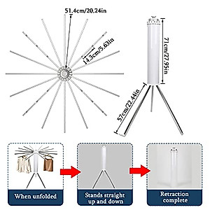 ZIAERKOR Tripod Clothes Drying Rack Folding Indoor Portable, Laundry Drying Rack Clothing Collapsible no Assemble, Pasta Coat Rack Stand Foldable Outdoor 16 Drying Rod Capacity 50kg/110lb