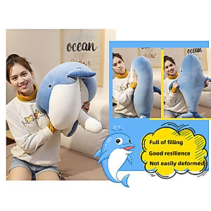 CHDGIOHA Whale Stuffed Animal Plush - Giant Soft Whale Body Pillow, Cute Blue Whale Plush Toy, Stuffed Whale Throw Pillow Gift for Kids, Girls, and Boys