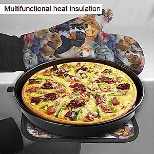 Dujiea Home Kitchen Oven Mitts and Potholders Set, Dogs Garden Puppies Heat Resistant Waterproof Non Slip BBQ Gloves Hot Pad Set for Baking Cooking Grilling