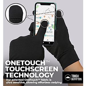 Tough Outdoors Touch Screen Running Gloves - Black Winter Glove Liners for Texting, Cycling, Exercise & Sports - Thin, Lightweight & Warm Cold Weather Thermal Gloves - Super Grippy Palm X-Large