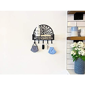 MAXFOUNDRY Mail & Key Holder for Wall - Christmas Gift, Wall Mounted Decorative Mail & Key Rack Organizer - for Keys, Mail, Wallet, Dog Leash Storage & More - Durable Hanger Hooks - Rust Proof- Black