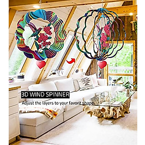 Wind Spinners Garden Decor Hummingbird Wind Spinner Outdoor Metal Hanging Mandala Decor-Wind Spinners for Yard and Garden Patio Porch,Garden Wind Spinner Hummingbird Gifts Women Men Mom Gift