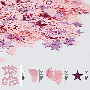 It's a Girl Table Sequins Pink Baby Footprint Star Table Confetti for Baby Shower Decorations Baby Birthday Party Supplies(1.6 oz/45 g)