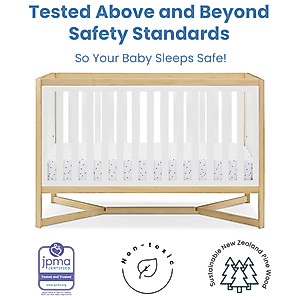 Delta Children Tribeca 4-in-1 Baby Convertible Crib + Serta Perfect Slumber Dual Sided Recycled Fiber Core Crib & Toddler Mattress-Waterproof,Hypoallergenic,GREENGUARD Gold Cert., Bianca White/Natural