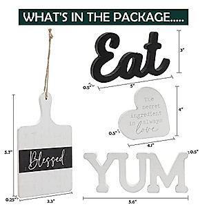 GENMOUS Farmhouse Kitchen Tiered Tray Decor Items Mini Set, Rustic Black and White Kitchen Counter Decor, Two Tiered Tray Kitchen Decor Set for Home Kitchen Dining Room Table Decoration