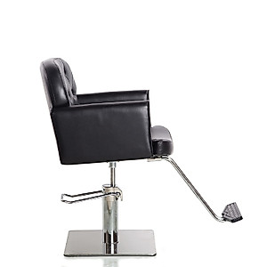 Salonsunny Black Square Base 360 Degrees Swivel Salon Styling Chair Barber Spa Cutting Chair