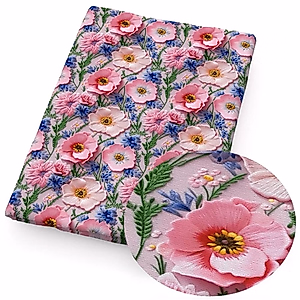 Singring 6 Pcs 7.7" X 12.9" (20 Cm X 33 Cm) PVC Floral Printed Faux Leather Fabric Sheets for Sewing Quilting DIY Bows Earrings Making Crafts