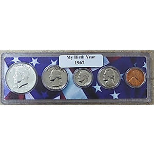 1967-5 Coin Birth Year Set in American Flag Holder Uncirculated