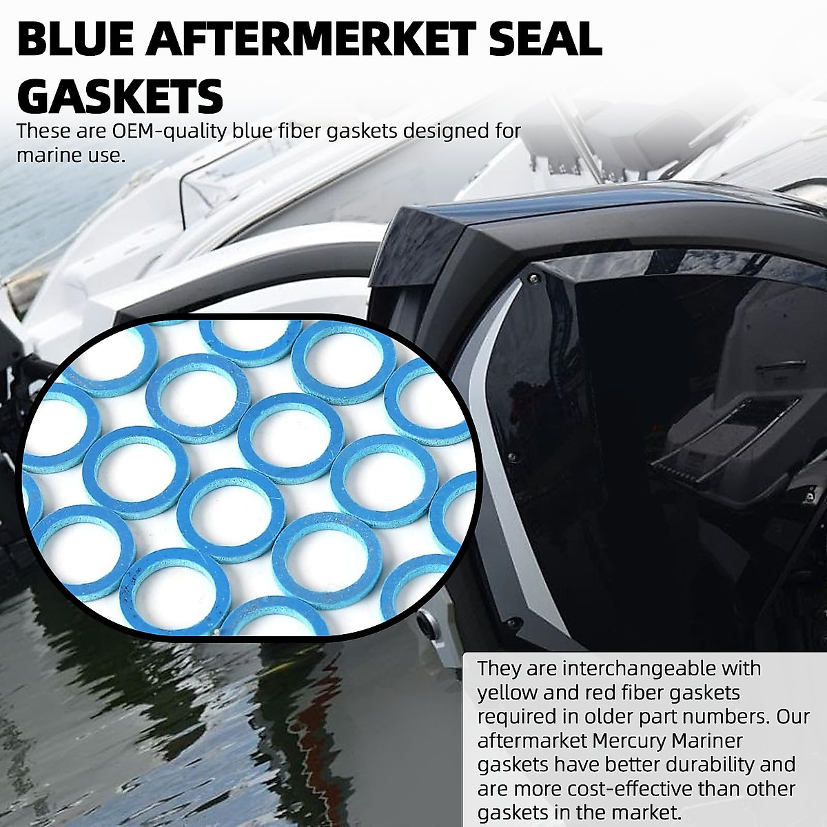 TonGass (24-Pack, Blue) Exact Replacement Mercury Marine Drain Screw Gaskets - Lower Unit Seals for 3/8”-16 Drain Fill Screws - Fits Most Non-Japanese Mercury/Mariner Outboards and All Mercruiser