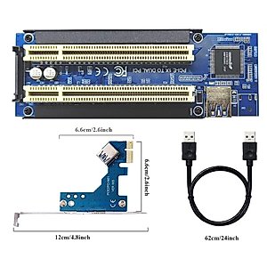Sintech PCI-E Express X1 to Dual PCI Riser Extender Card with Low Profile Bracket