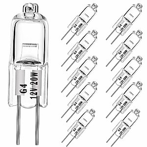 YBEK G4 Halogen Bulbs 20W 12V T3 JC Type 2 Pin Base Replacement for Landscape Under Cabinet Puck Light Track Lighting Dimmable(10 Pcs)