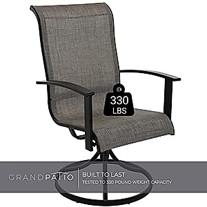 Grand patio Outdoor Swivel Rocking Patio Dining Chairs Set of 2, Outdoor Mesh Sling Swivel Rocker 2 Pieces Set for Lawn Garden Backyard Deck, Mixed Coffee