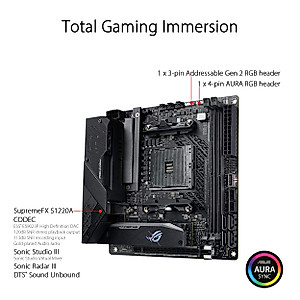 ASUS ROG Strix B550-I Gaming AMD AM4 (3rd Gen Ryzen™) Mini-ITX SFF Gaming Motherboard (PCIe 4.0, WiFi 6, 2.5Gb LAN, DDR4 5100+ (O.C.), Front USB 3.2 Gen 2 Type-C, Addressable Gen 2 RGB and Aura Sync)