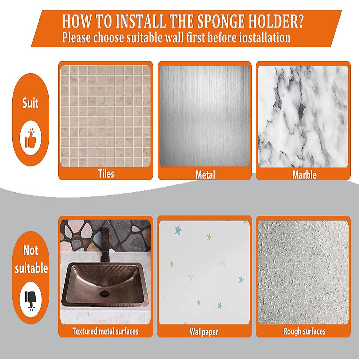 MURLONG Sponge Holder Smiley Face, Sink Caddy for Kitchen Sink, Sink Organizer Sponge Holder with 2 PCS Suction Cups/1 PCS Adhesive Strips, Designed for Sponge, Soap, Dish Brush, Scrubber-Black