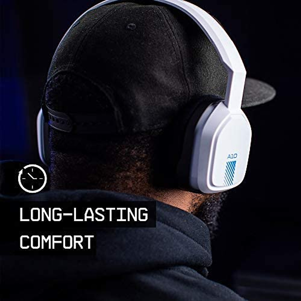 ASTRO Gaming A10 Wired Gaming Headset, Damage Resistant, Astro Audio, Dolby Atmos, 3.5mm Audio Jack, Xbox Series X|S, Xbox One, PS5, PS4, Switch, PC, Mac, Mobile - White/Blue