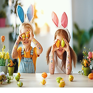 Easter Tattoos Stickers for Kids (231pcs) for Hand Body Face Temporary Tattoo Easter Bunny Decorations, Easter Basket, Easter Eggs Activity (Easter Bunny Eggs Decorations)