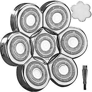 WAHFOX 7D 7 Heads Shaver Replacement Head 7 Blades 7D Replacement Shaver Head Blade 7 Heads Beard Electric Razor Shaver Head (Silvery)
